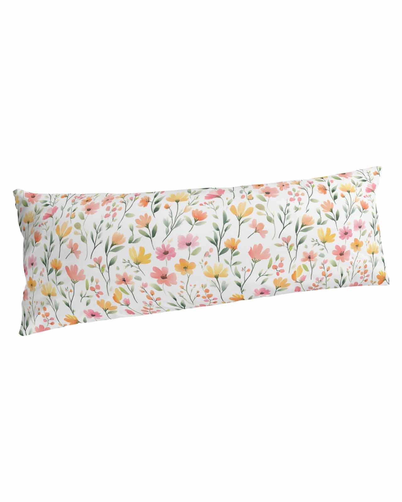 Spring Floral Body Pillow Covers, Summer Flowers Watercolor Botanical ...
