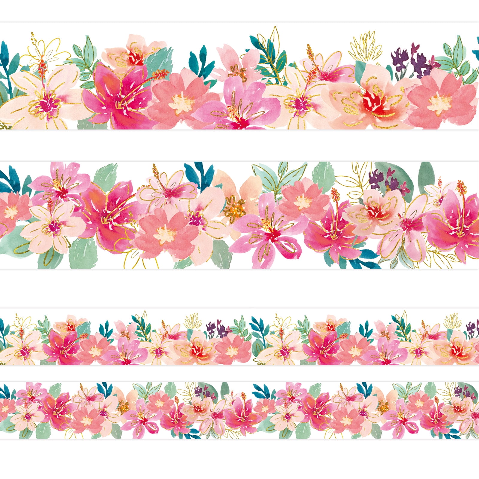 Spring Floral Bulletin Board Border Two Sided Printed 36 Feet Roll ...