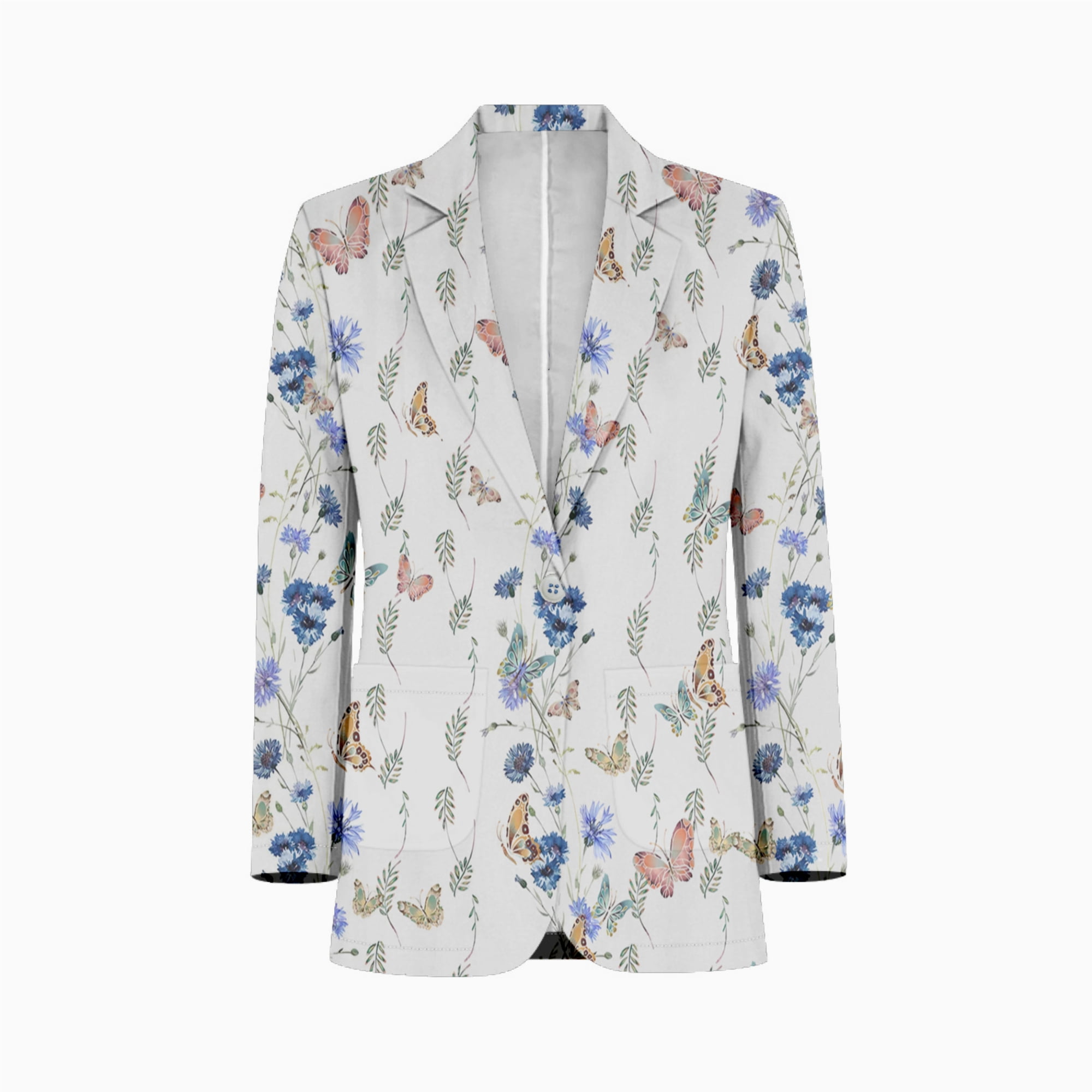 Spring Floral Butterfly Mens Suits Shawl Collar Slim Fit Suit Mens ...