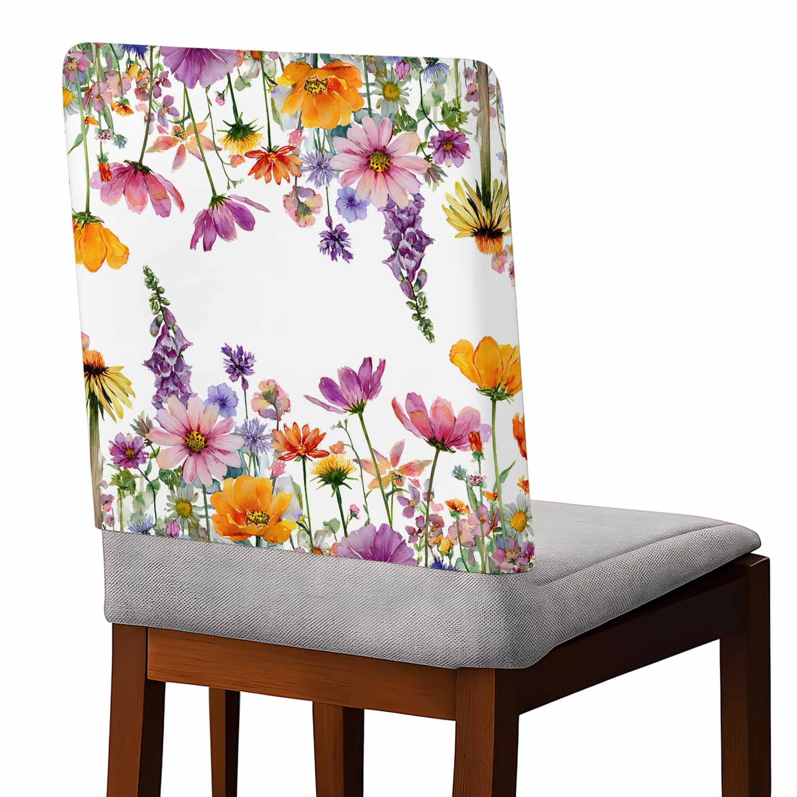 Spring Floral Chair Covers Set of 6 Romantic Colorful Flowers ...