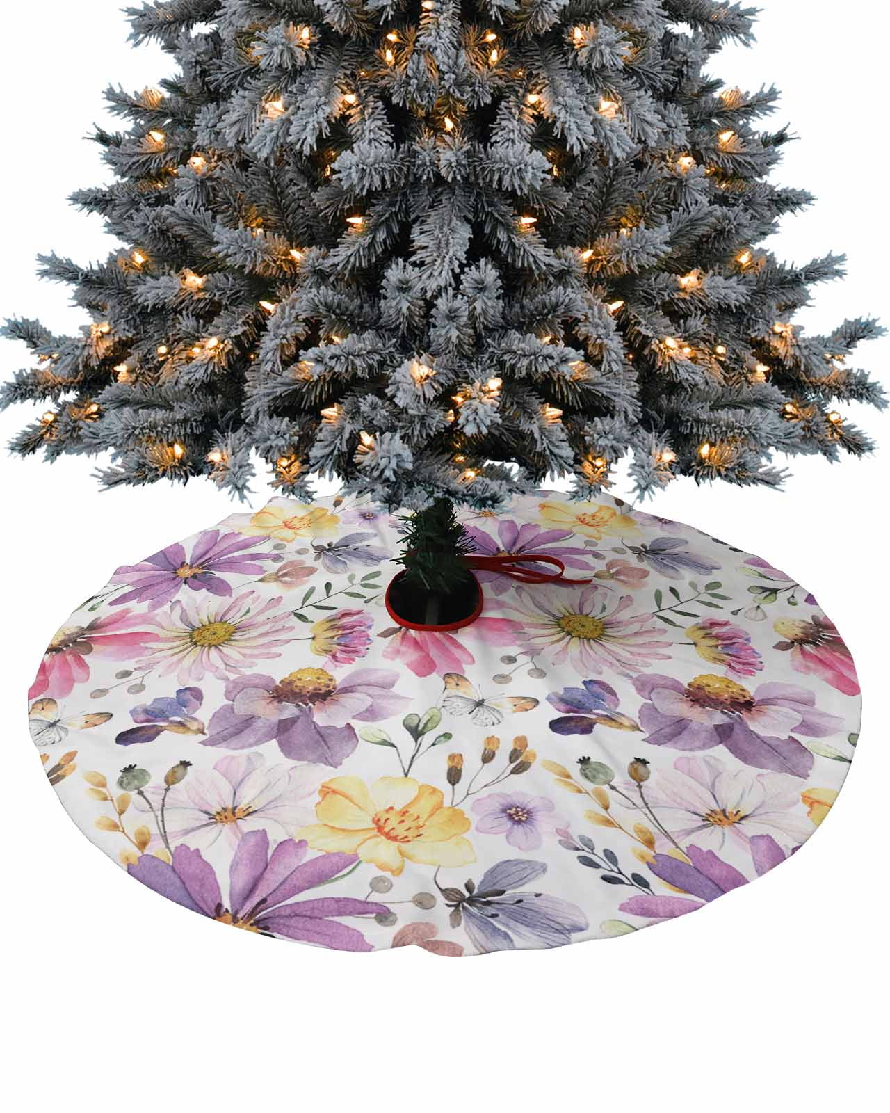 Spring Floral Christmas Tree Skirt 36 Inches Large Christmas Skirt Tree ...