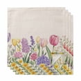 Spring Floral Cloth Napkins, Pink Tulip Summer Botanical Rustic ...