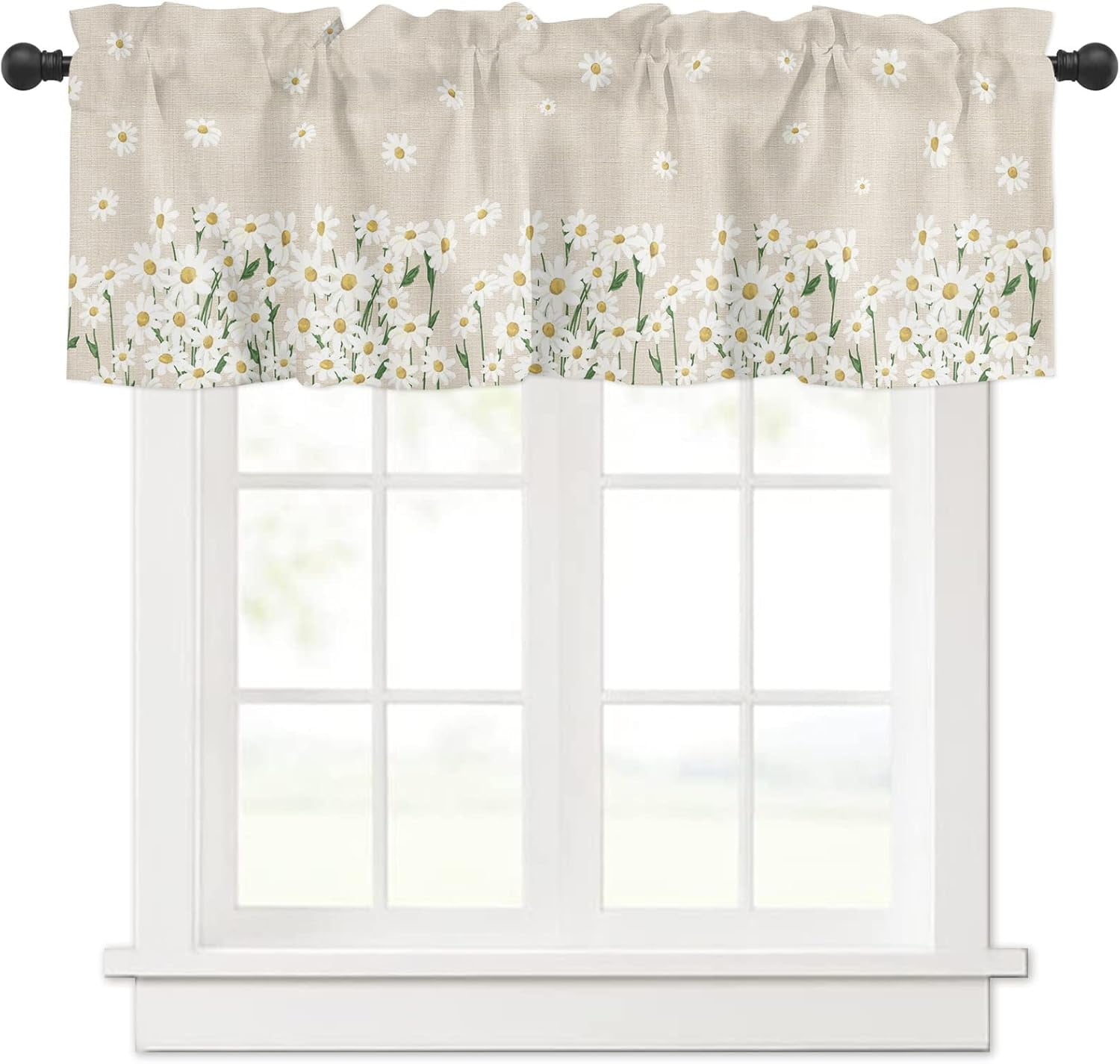 Spring Floral Curtain Valance 54" x 18", Summer Daisy Flowers Window ...