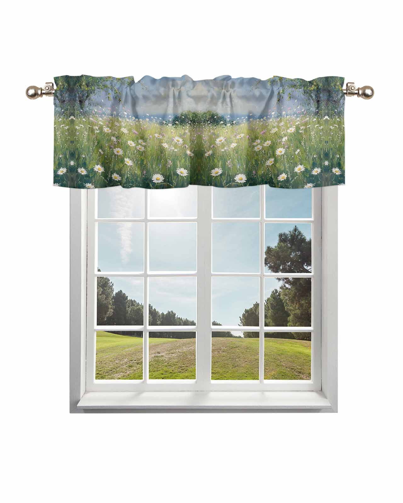 Spring Floral Curtain Valance for Windows/Living Room/Kitchen/Bathroom ...