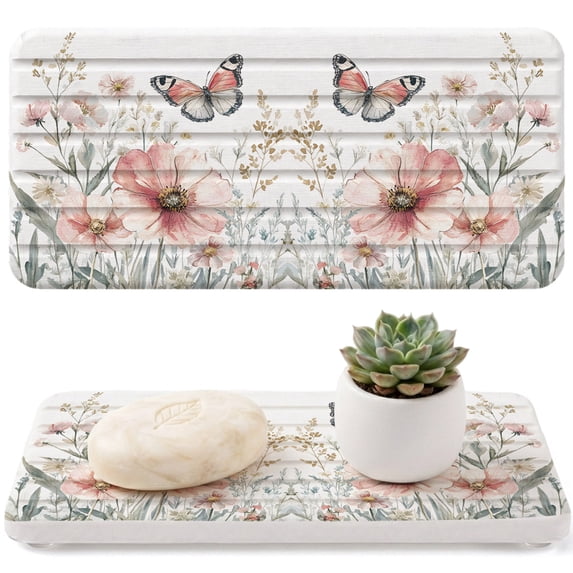Spring Floral Diatomaceous Earth Coasters, Vintage Cosmos Leaf ...