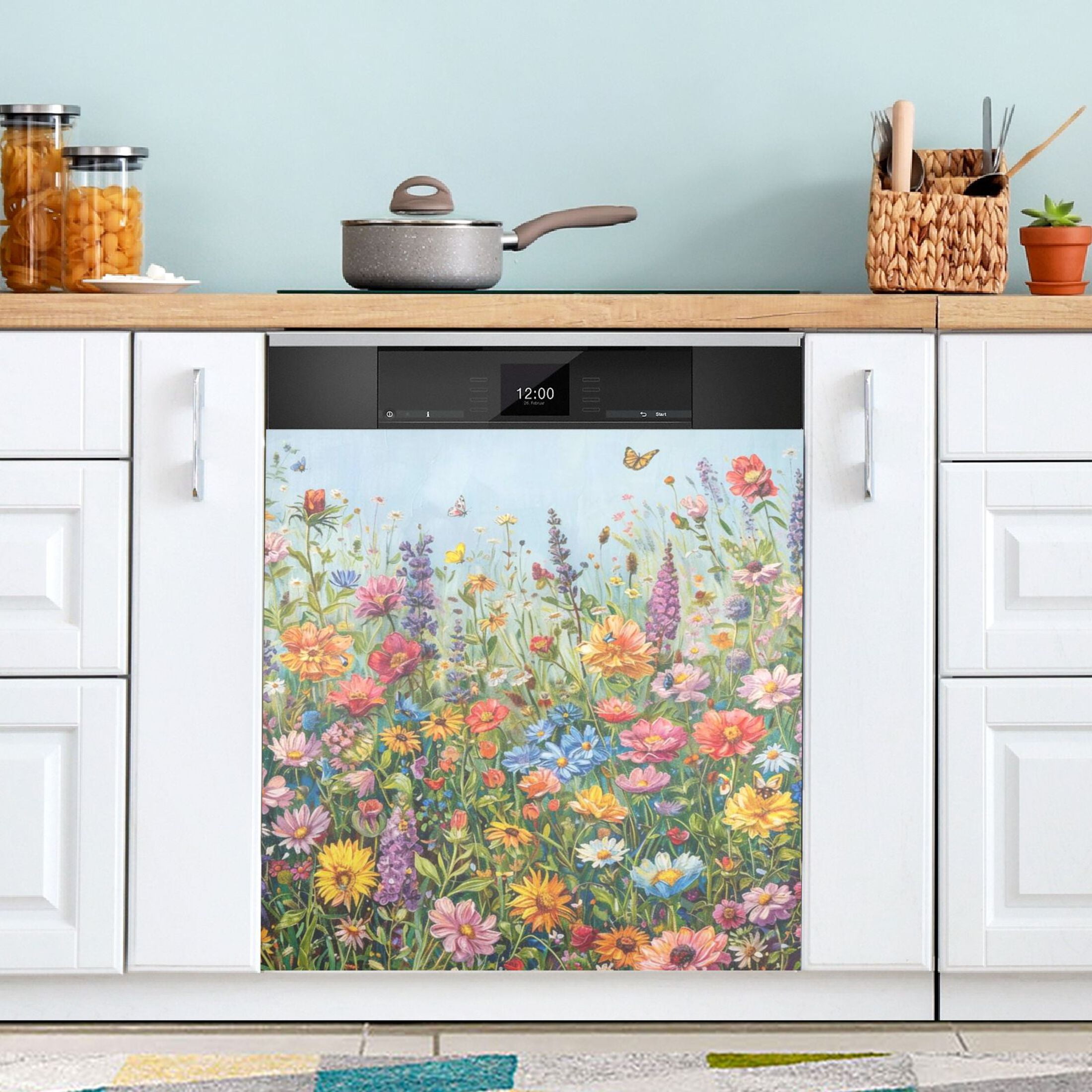 Spring Floral Dishwasher Magnet Cover Reuseable Refrigerator Magnet ...