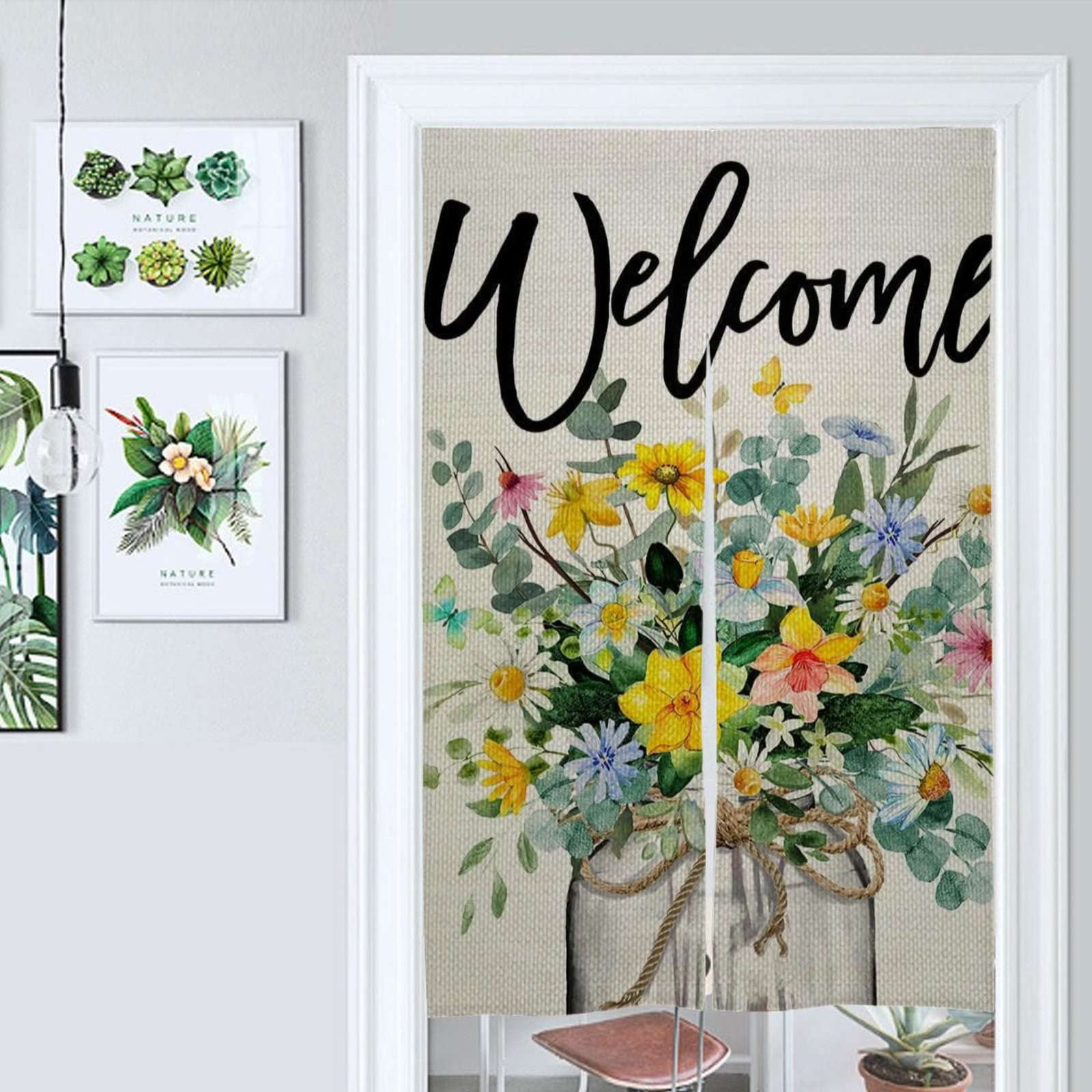 Spring Floral Door Curtain Nordic Living Room DoorCurtain Porch ...