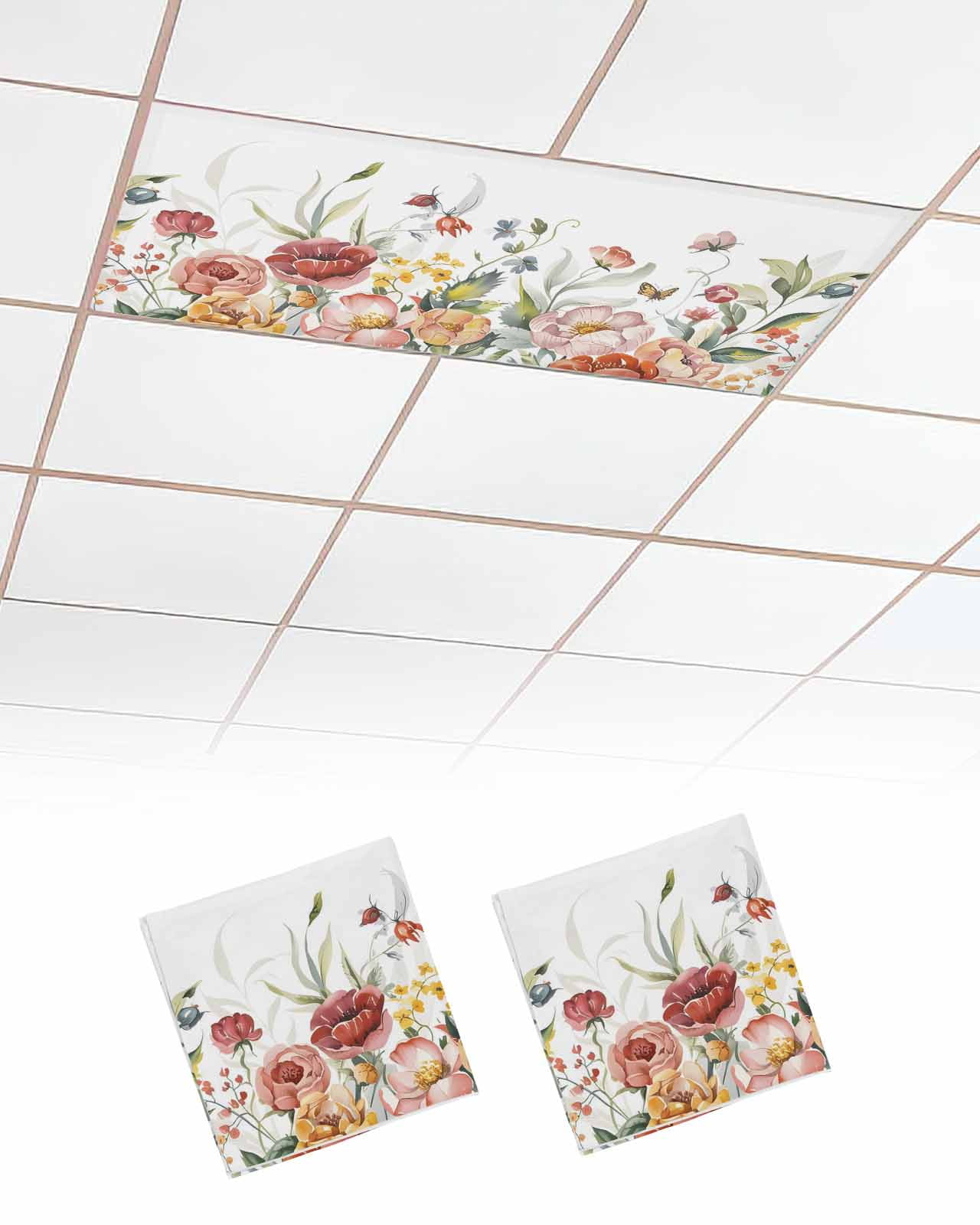 Spring Floral Fluorescent Light Covers for Ceiling Lights 4x2 feet,2 ...
