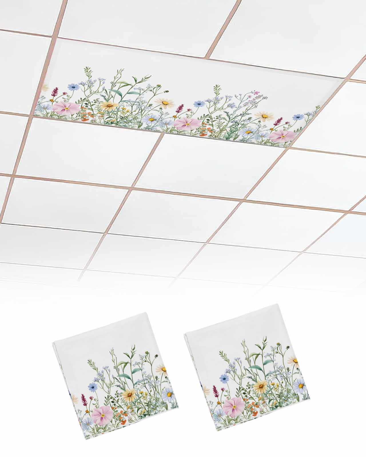 Spring Floral Fluorescent Light Covers for Ceiling Lights 4x2 feet,2 ...
