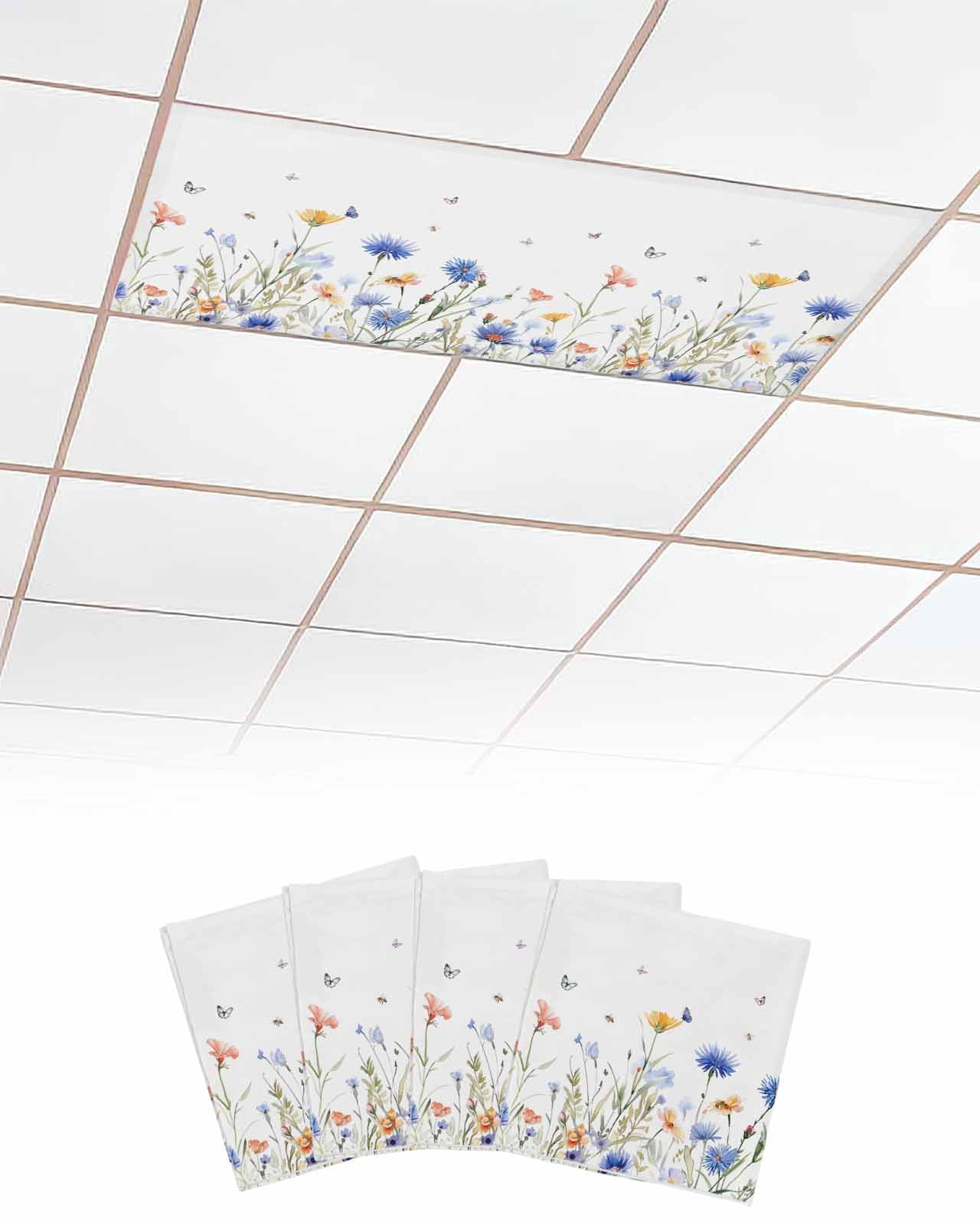 Spring Floral Fluorescent Light Covers for Ceiling Lights 4x2 feet,4 ...
