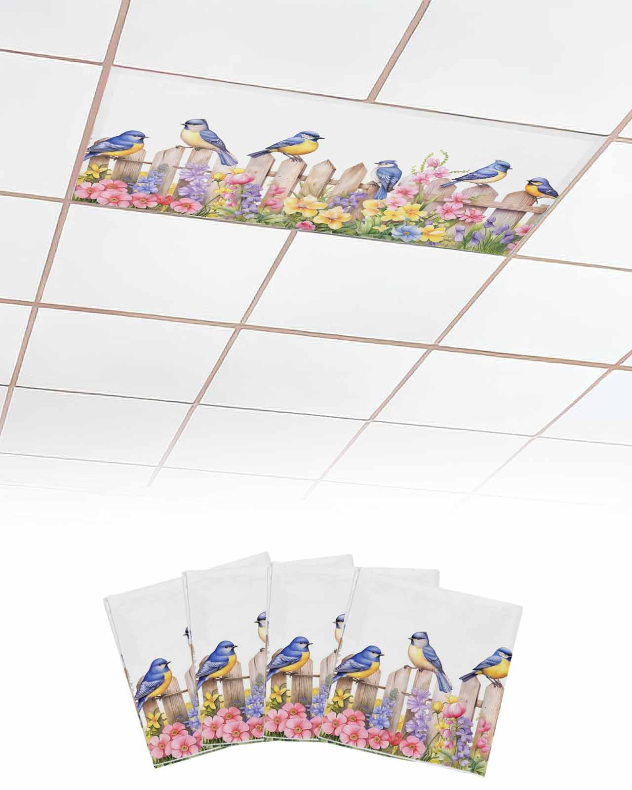 Spring Floral Fluorescent Light Covers for Ceiling Lights 4x2 feet,4 ...