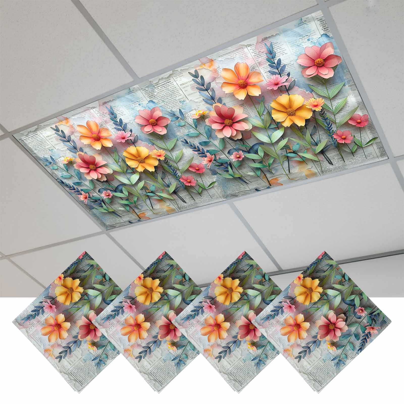 Spring Floral Fluorescent Light Covers, Farmhouse Flowers Summer ...