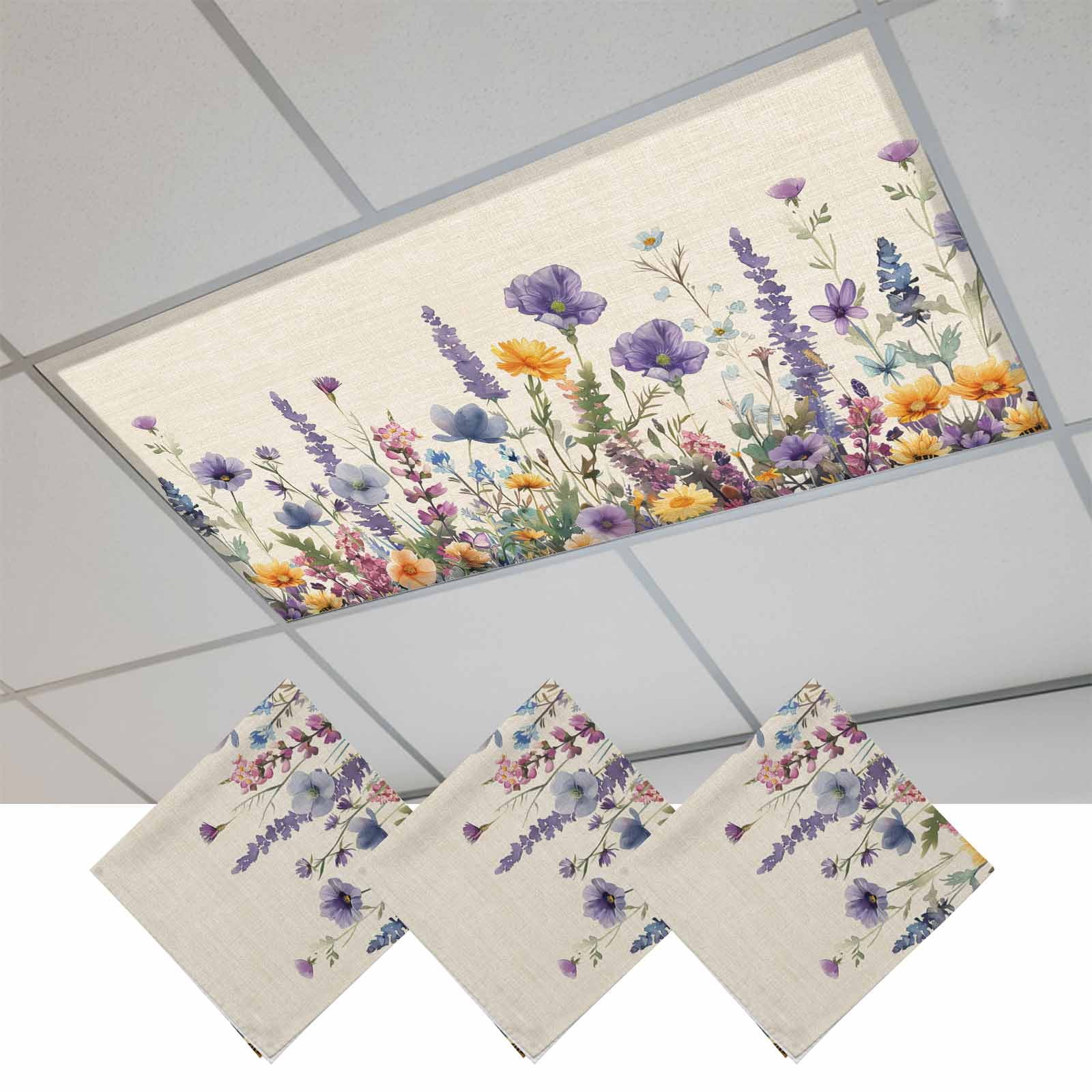 Spring Floral Fluorescent Light Covers, Purple Flowers Summer Botanical ...