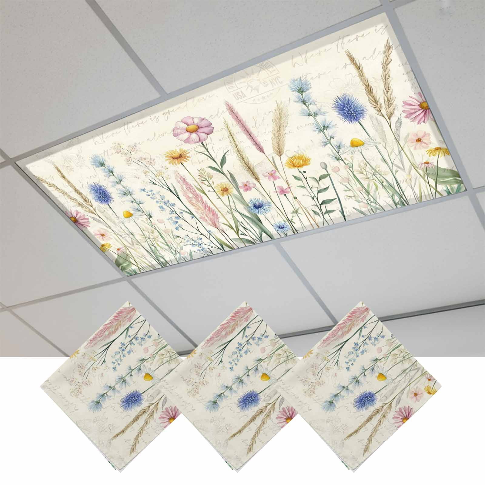 Spring Floral Fluorescent Light Covers, Summer Flower Botanical ...