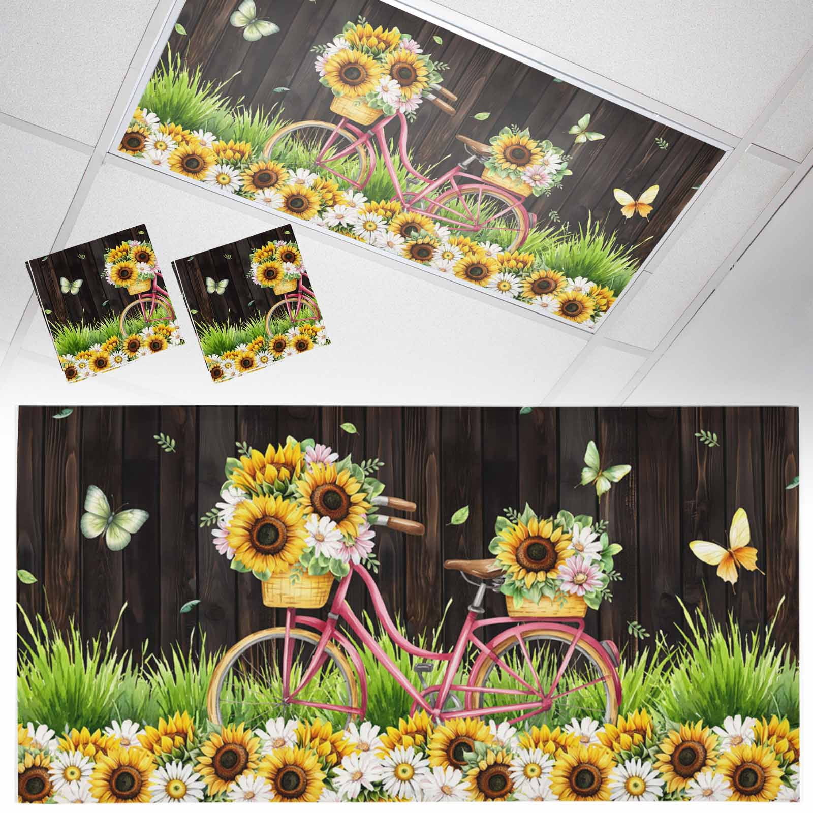 Spring Floral Fluorescent Light Covers Sunflower Daisy Bike Eucalyptus ...