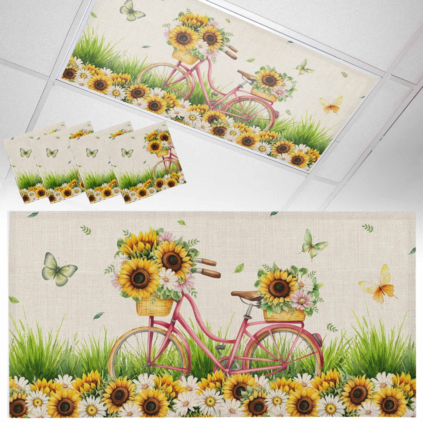 Spring Floral Fluorescent Light Covers Sunflower Daisy Bike Eucalyptus ...