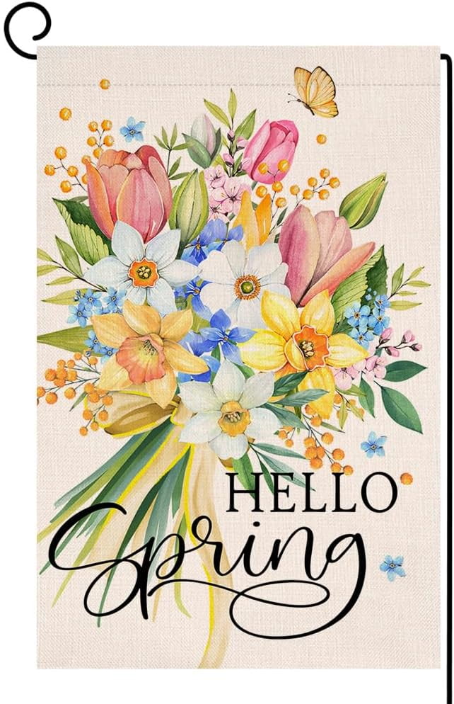 Spring Floral Garden Flag 12.5x18 Vertical Double Sided Tulip Daffodil ...