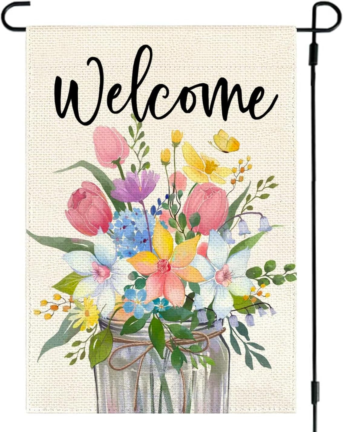 Spring Floral Garden Flag 12x18 Inch Double Sided Outside Mason Jar ...
