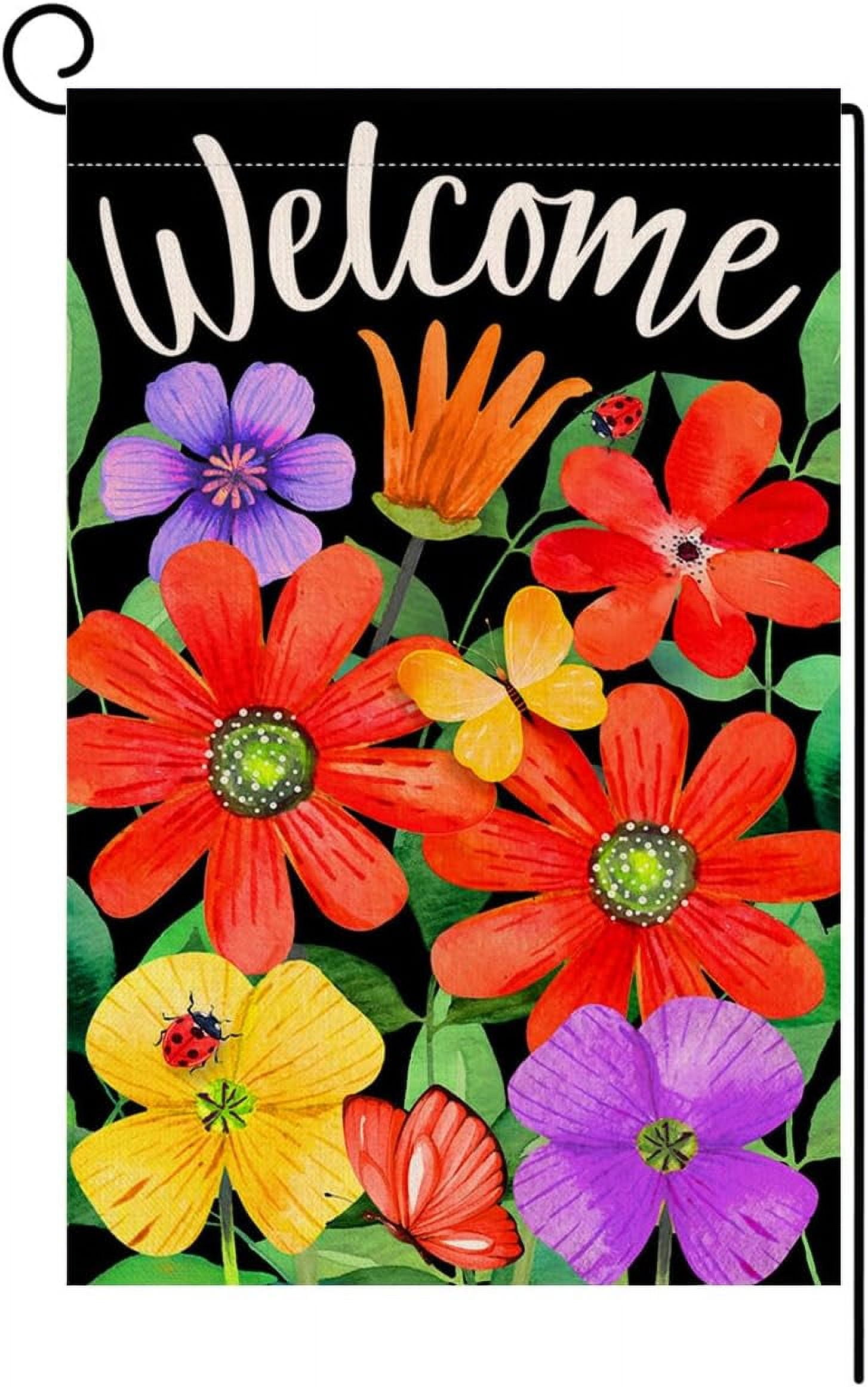 Spring Floral Garden Flag Vertical Double Sided Welcome Summer ...