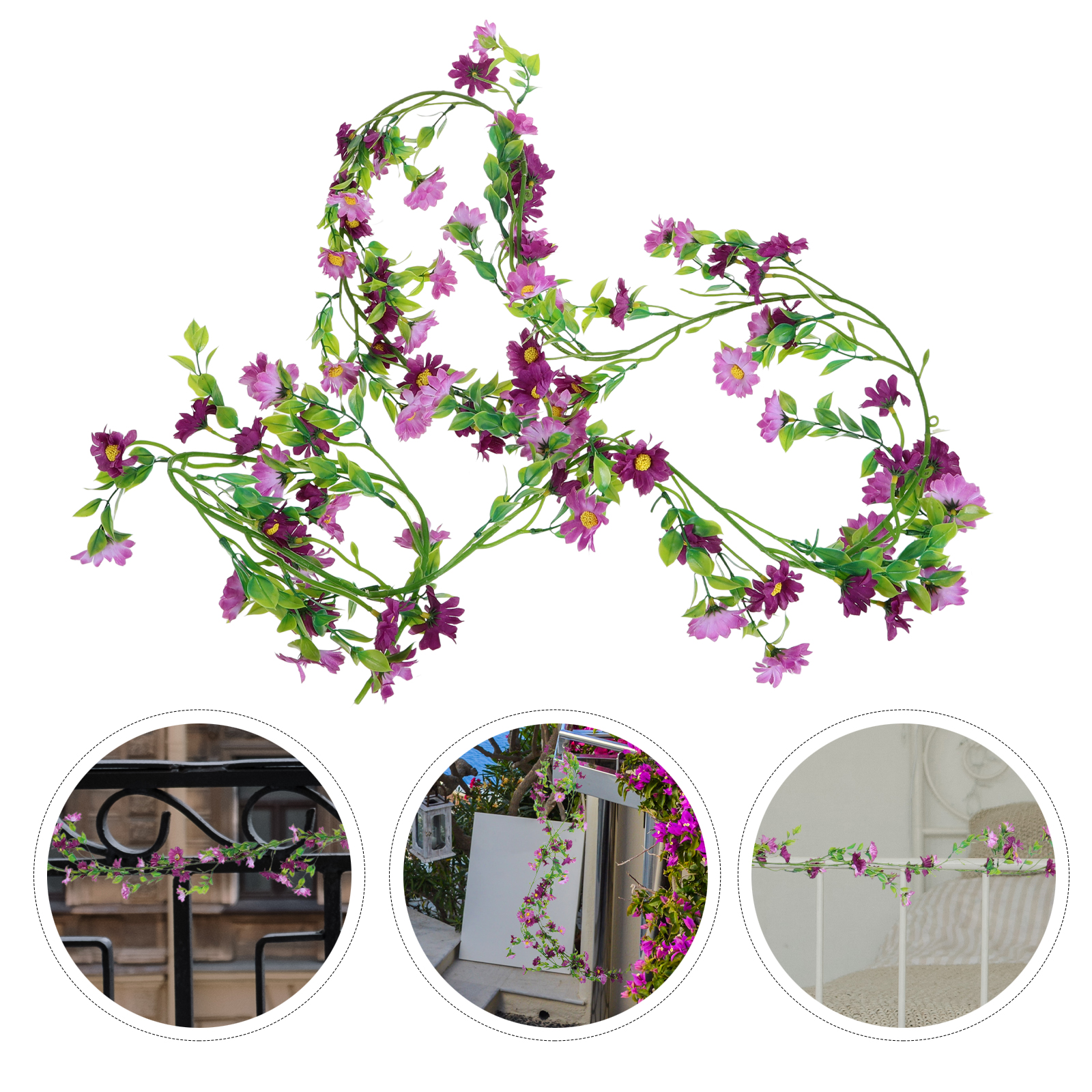 Amosfun Purple Silk Daisy Garland for Decor Fade Resistant and ...