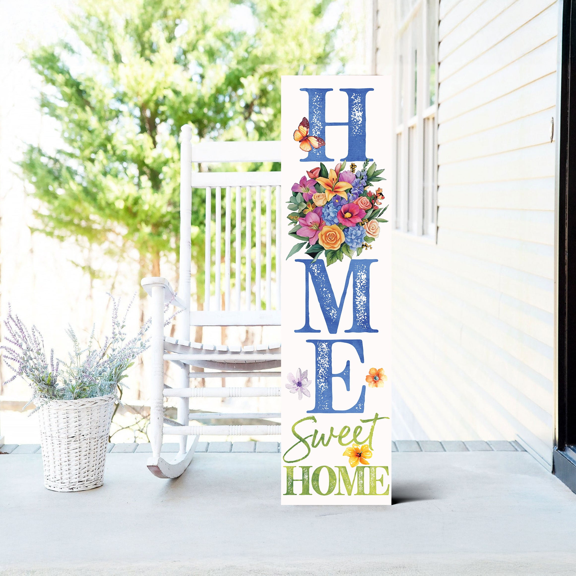 Spring Floral Home Sweet Home Decor Porch Sign | Entryway Decor | UV ...