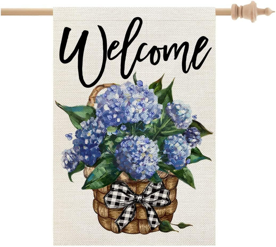 Spring Floral House Flag Hydrangea 12x18 Inch Double Sided for Outside ...