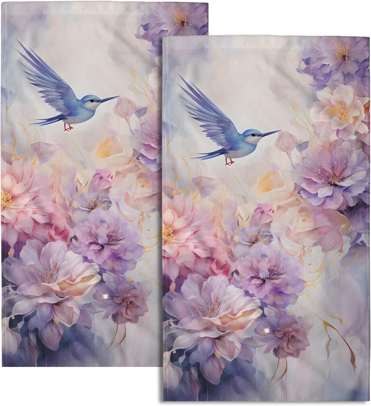 Spring Floral Hummingbird Hand Towels - Spring Summer Flowers Bathroom ...
