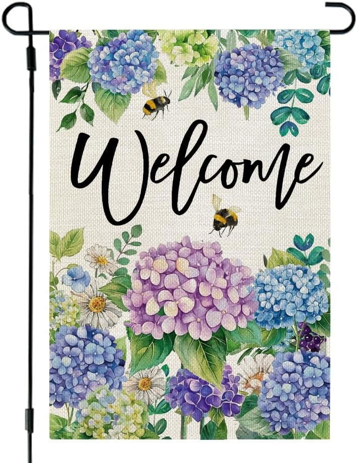 Spring Floral Hydrangea Garden Flag Double Sided 12x18 Inches Burlap ...