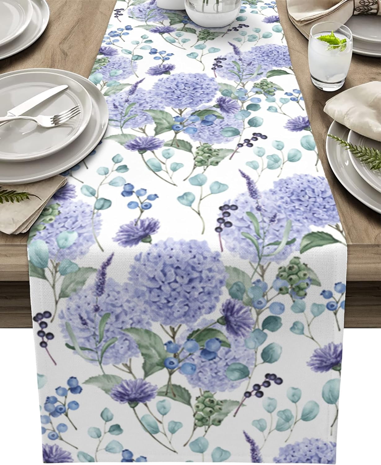 Spring Floral Hydrangea Table Runner Kitchen Dining Table Runners 72 ...