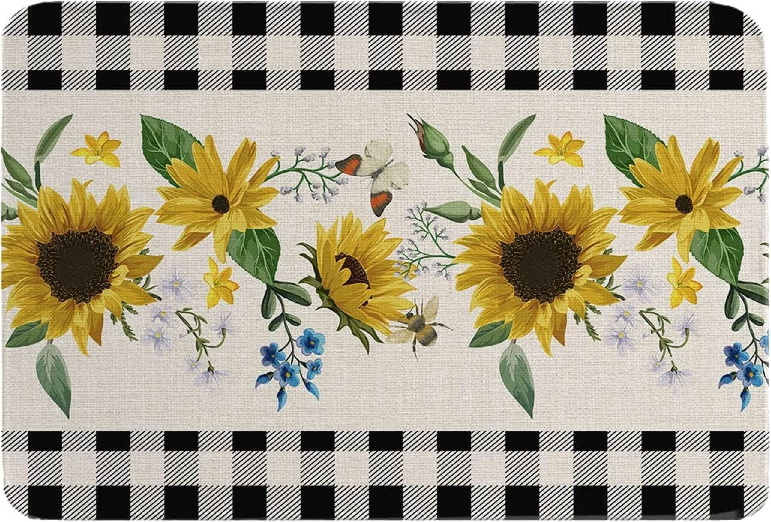 Spring Floral Indoor Doormat Absorbent Floor Mats, Rustic Sunflowers ...