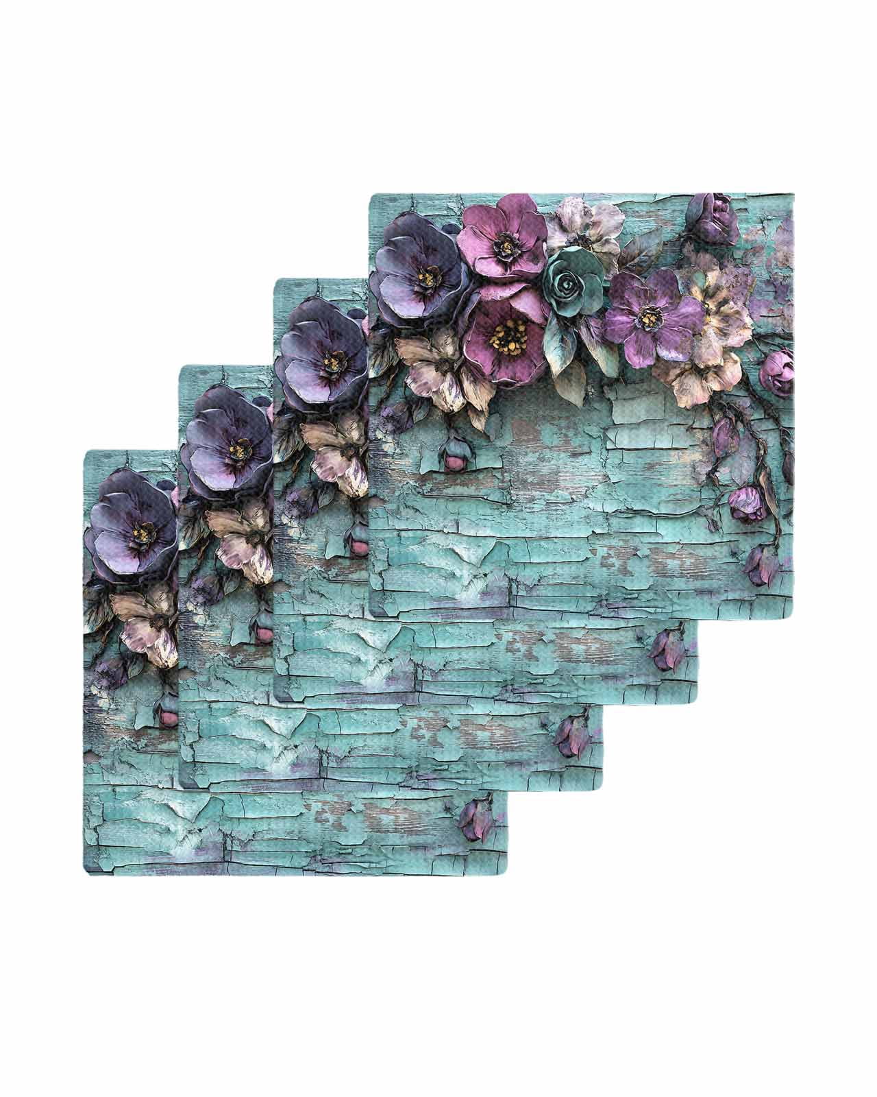 Spring Floral Kitchen Dish Towels for Drying Dishes Set of 4, Blue ...