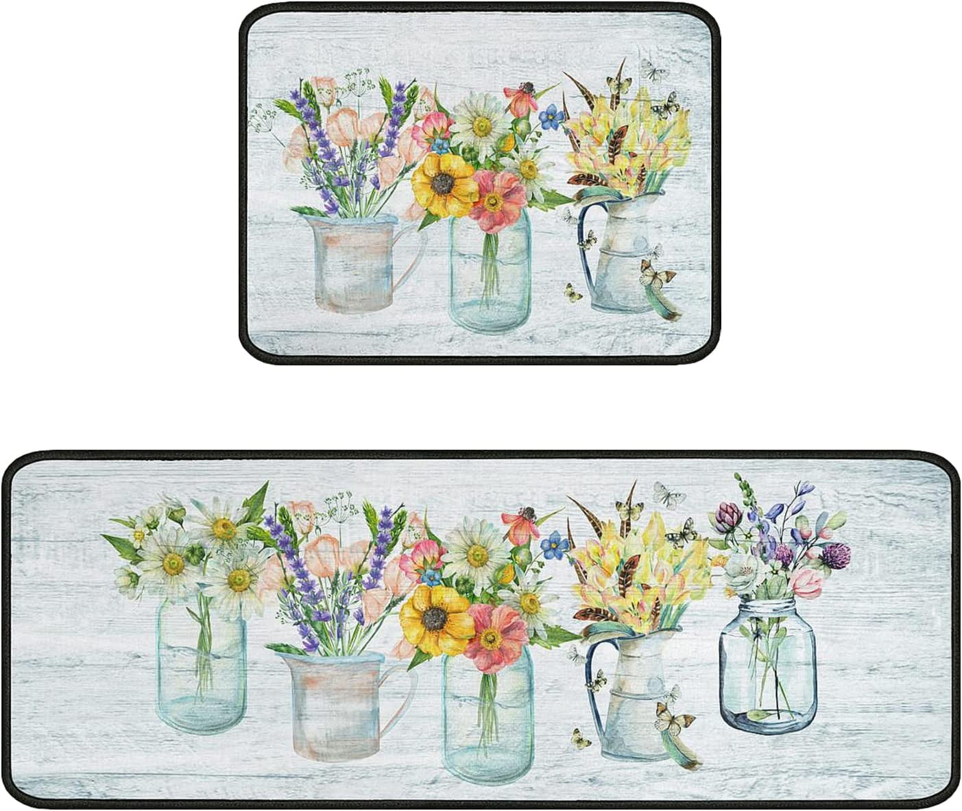 Spring Floral Kitchen Rug Summer Flower Decorative Kitchen Floor Mat ...