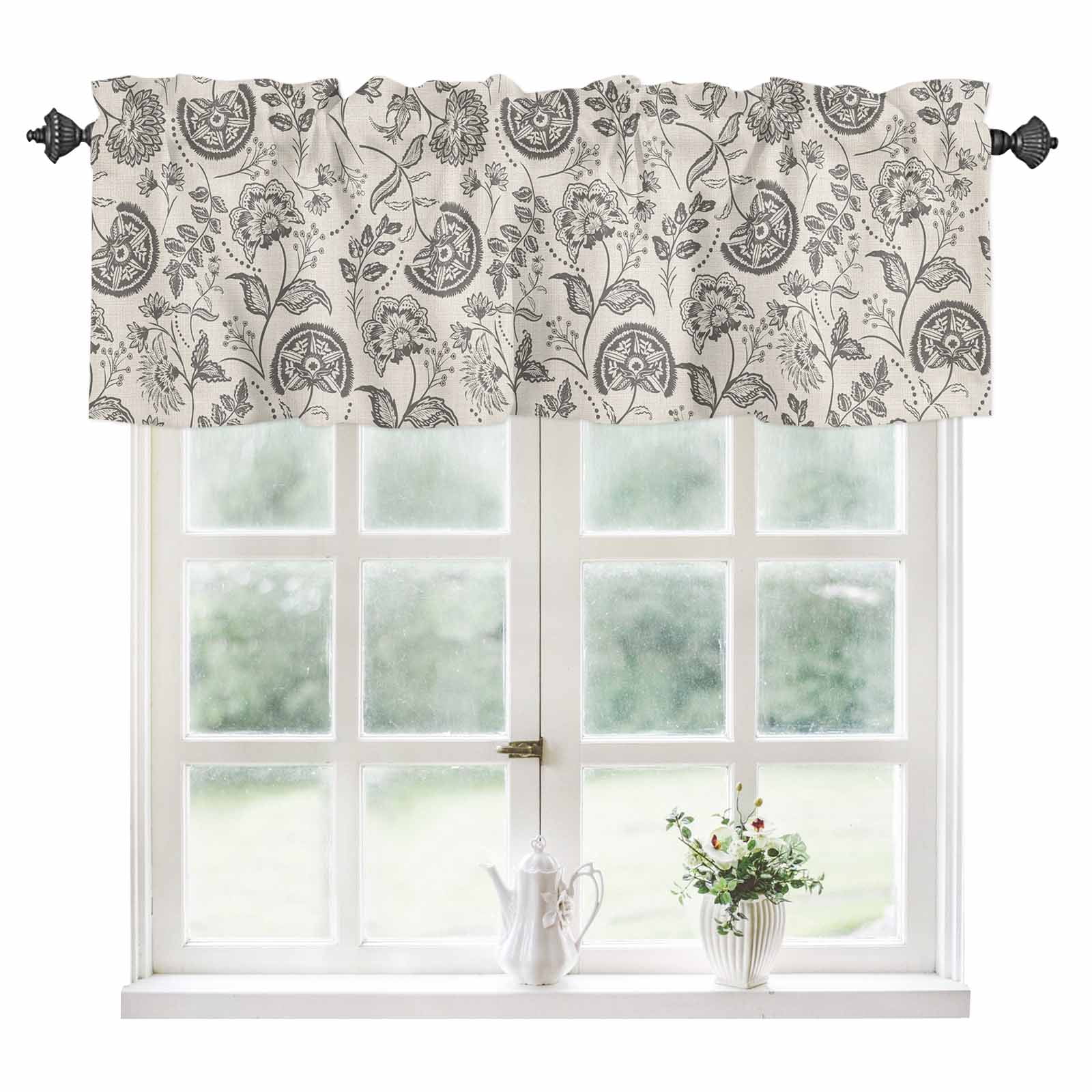 Spring Floral Kitchen Valances for Windows 42x12 Inch Kitchen Curtains ...