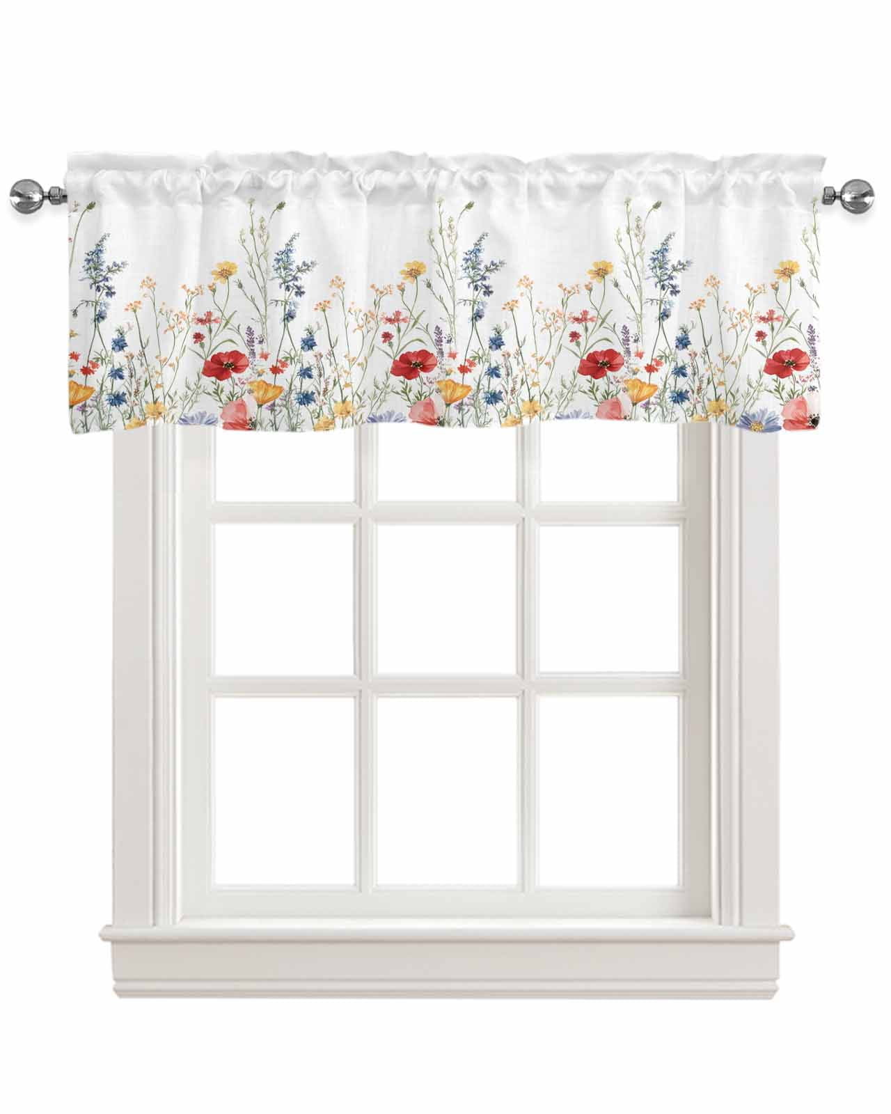 Spring Floral Kitchen Valances for Windows Farmhouse Linen Window ...
