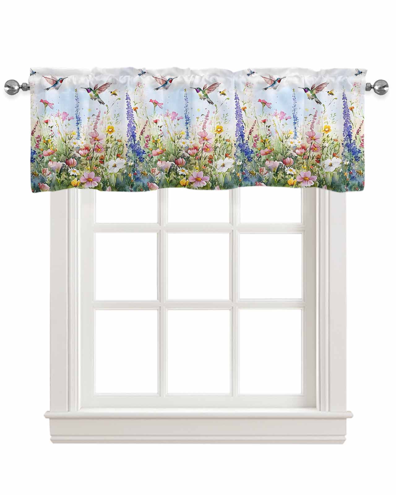 Spring Floral Kitchen Valances for Windows Farmhouse Linen Window ...