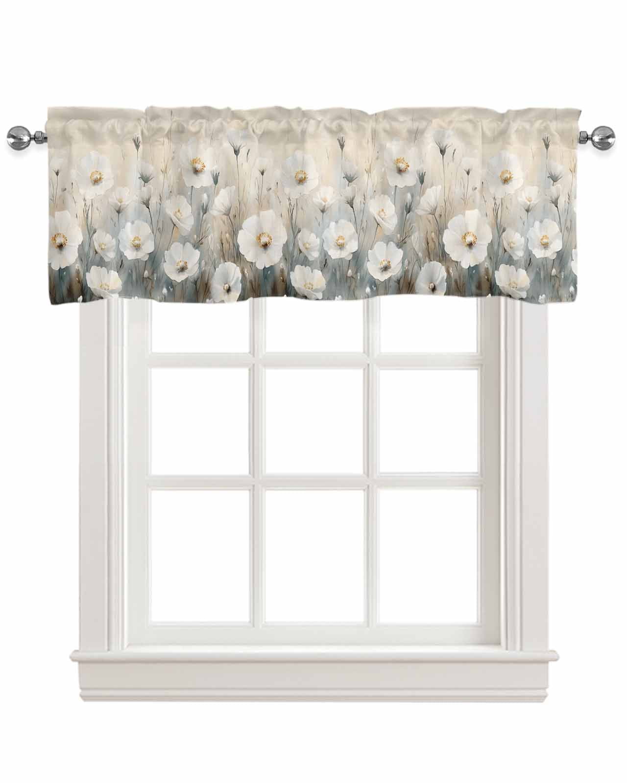 Spring Floral Kitchen Valances for Windows Farmhouse Linen Window ...