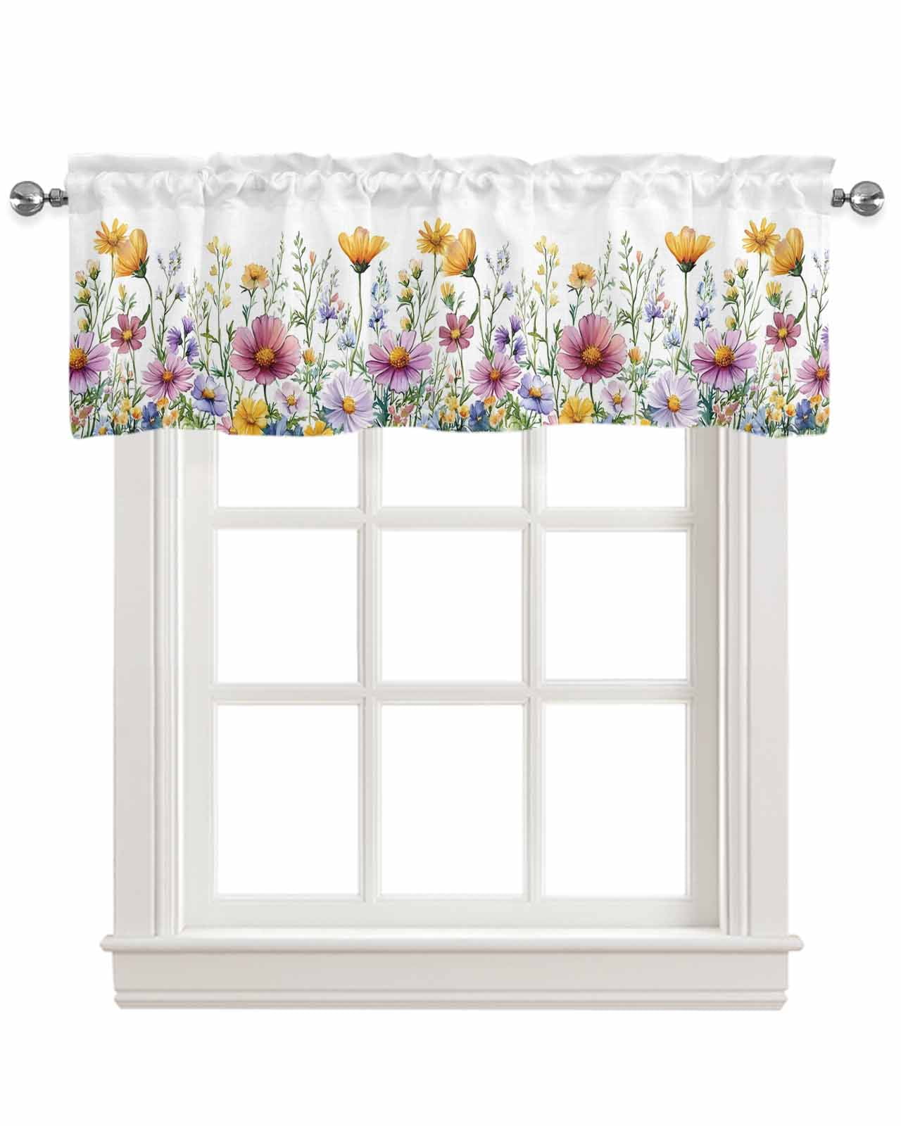 Spring Floral Kitchen Valances for Windows Farmhouse Linen Window ...