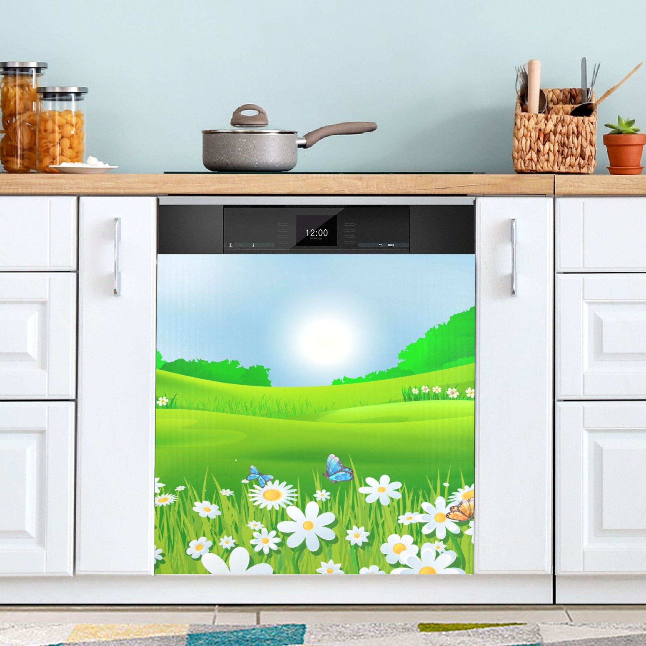 Spring Floral Magnetic Dishwasher Cover Magnet Refrigerator Dishwashers ...