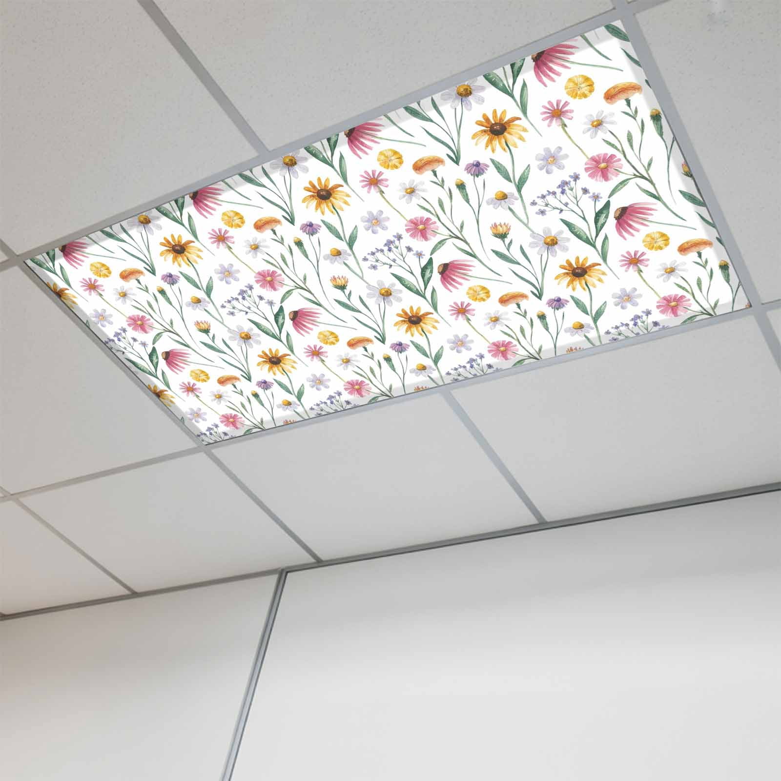 Spring Floral Magnetic Fluorescent Light Covers for Ceiling Lights 2 x ...