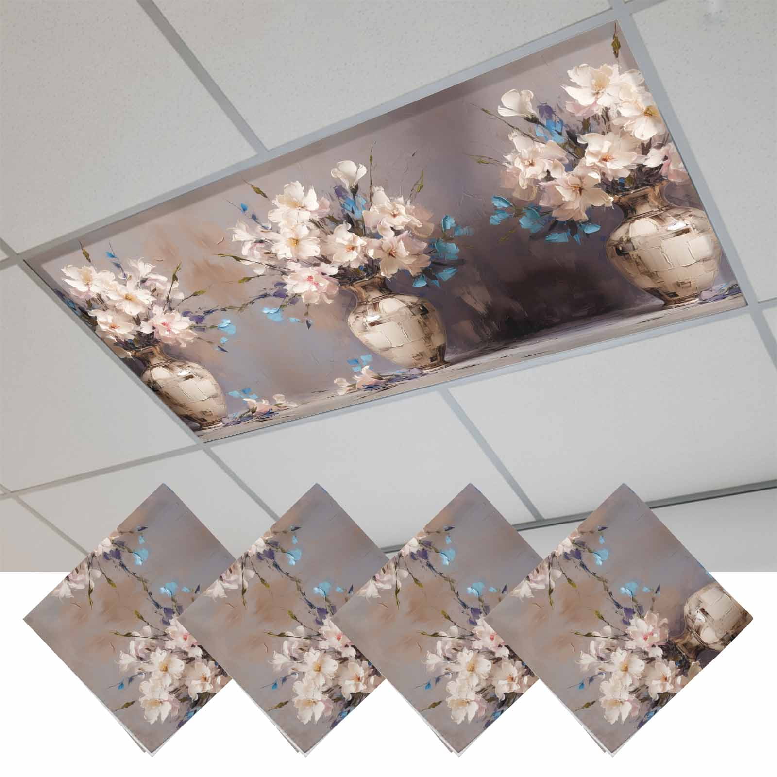 Spring Floral Magnetic Fluorescent Light Covers for Ceiling Lights 2x4 ...