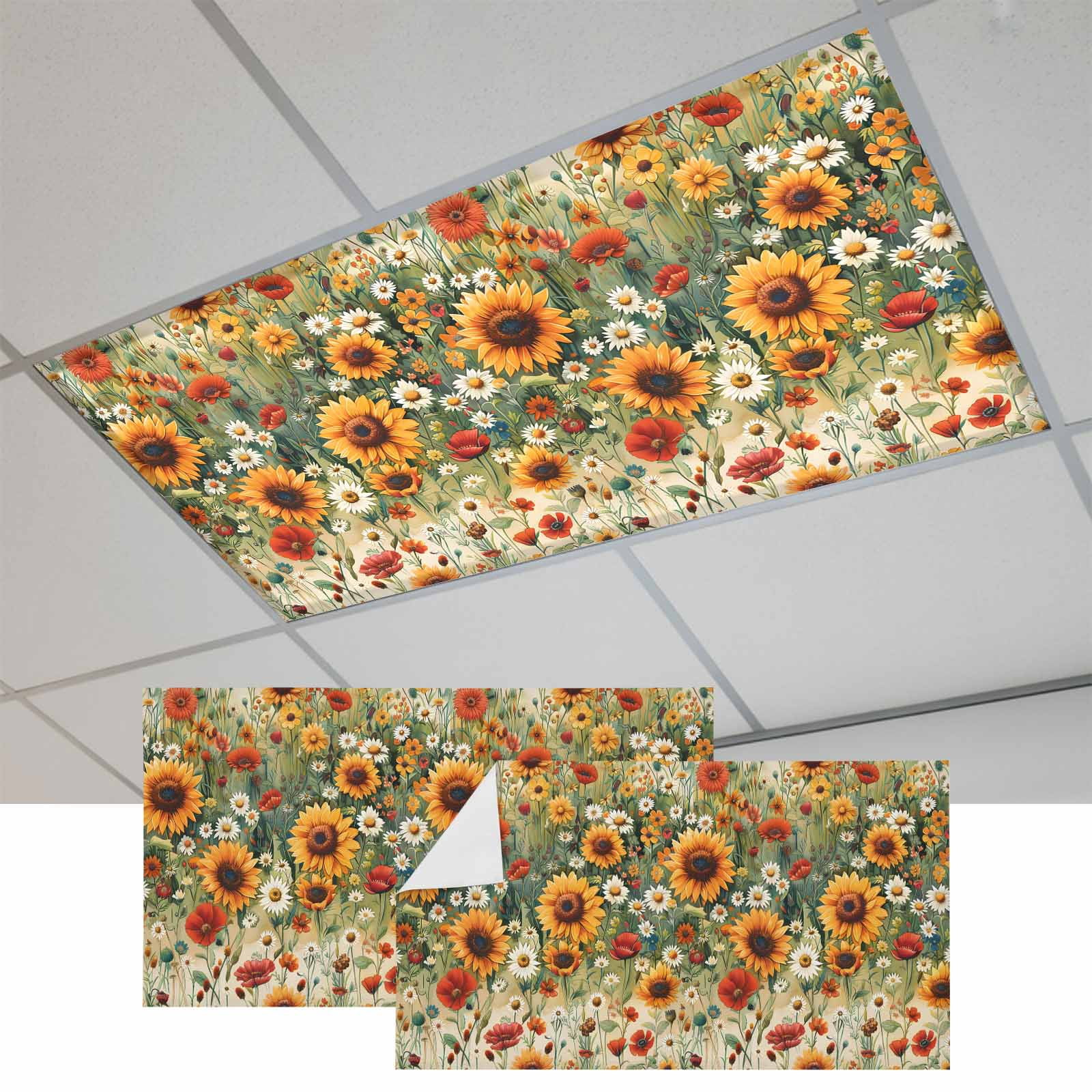 Spring Floral Magnetic Fluorescent Light Covers for Ceiling Lights 2x4 ...