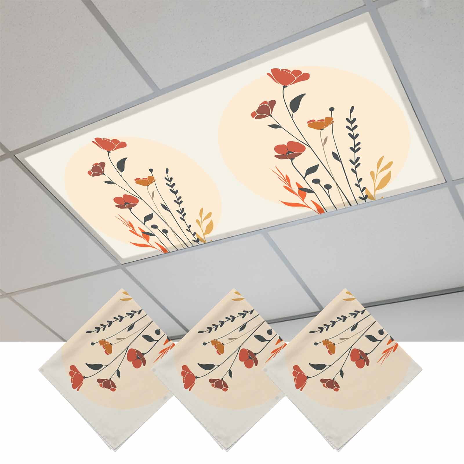 Spring Floral Magnetic Fluorescent Light Covers for Ceiling Lights ...