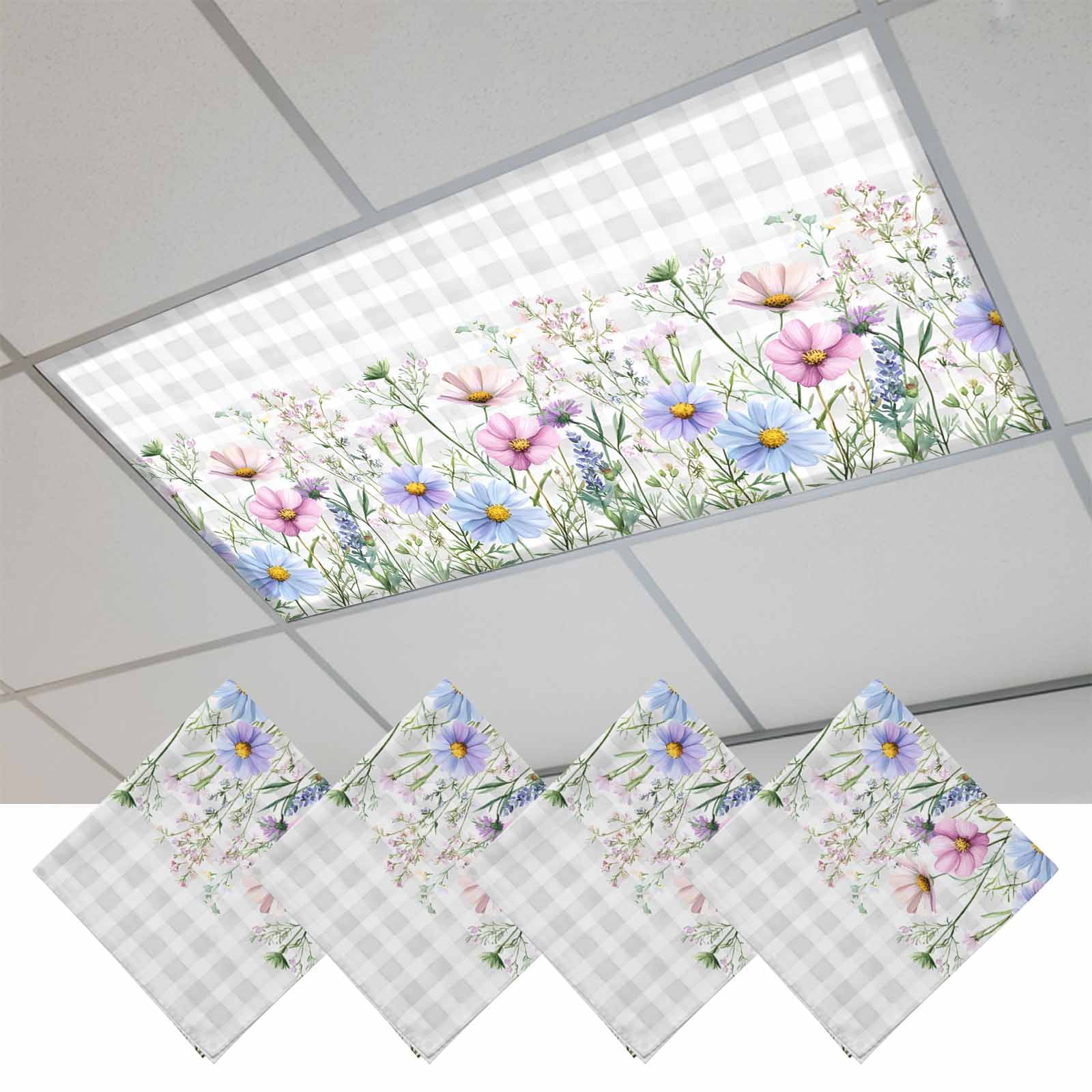 Spring Floral Magnetic Fluorescent Light Covers for Ceiling Lights ...