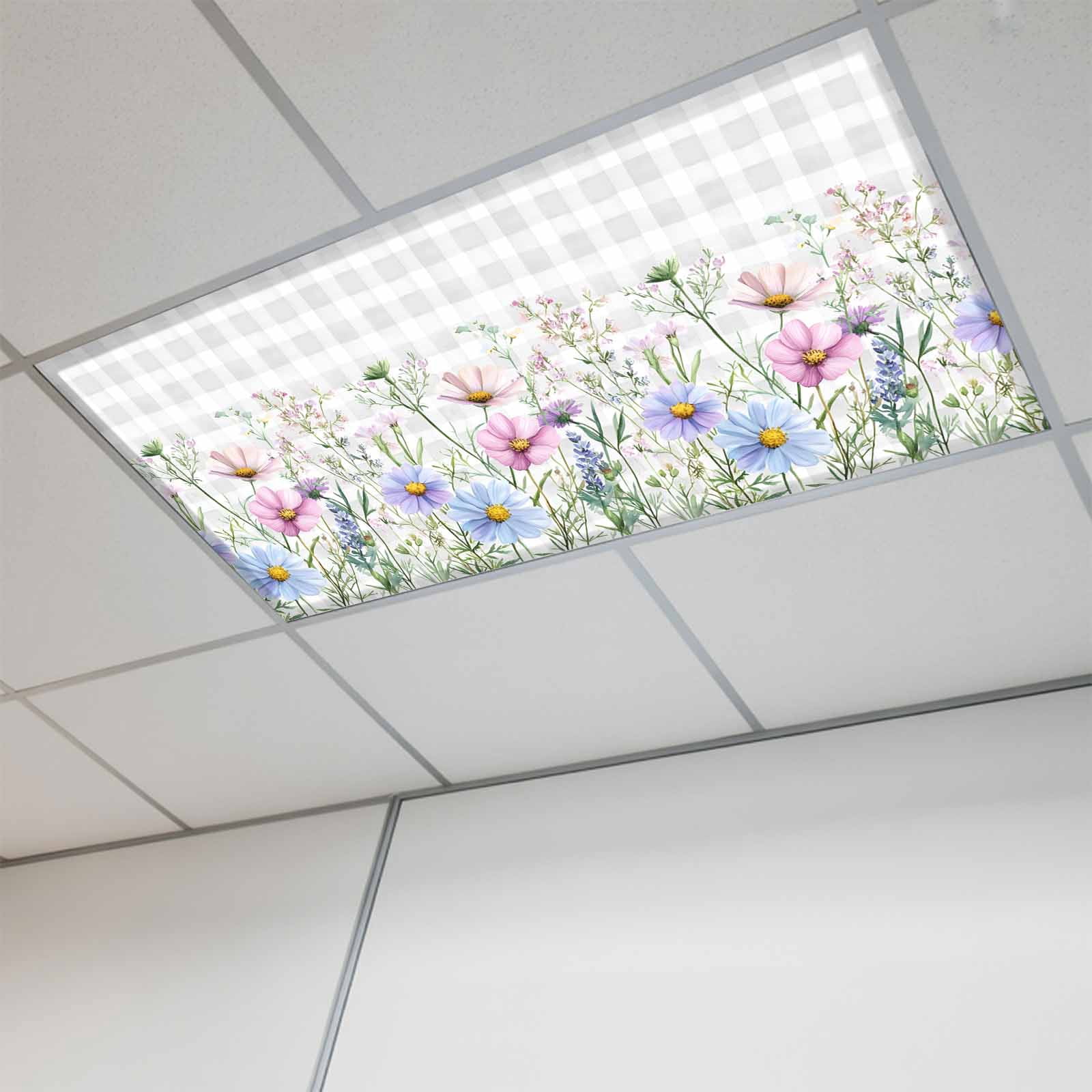 Spring Floral Magnetic Fluorescent Light Covers for Ceiling Lights ...
