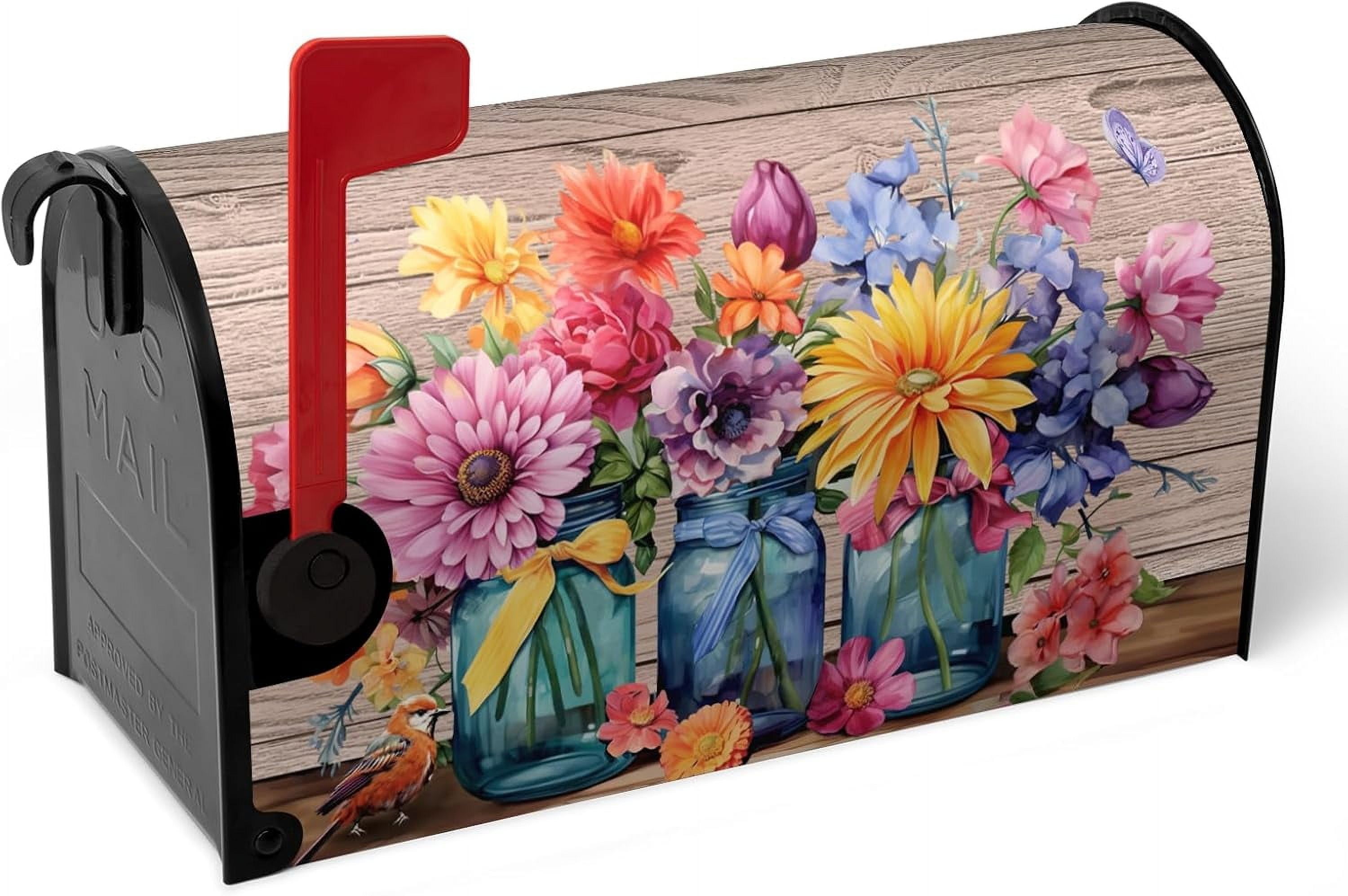 Spring Floral Mailbox Cover Magnetic Oversized Butterfly Daisy Jars ...