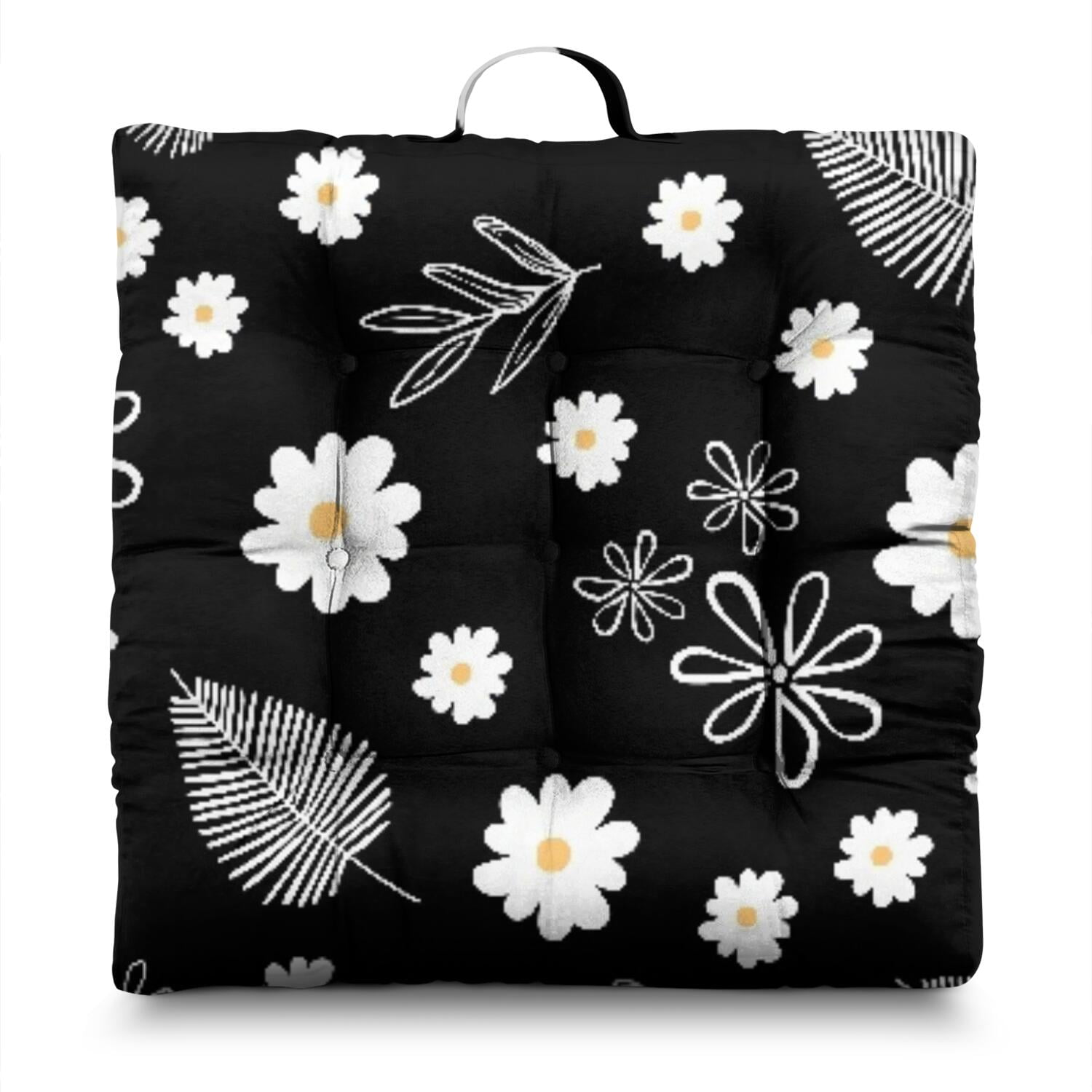 Spring Floral Meditation Seat - Fluffy Square Cushion with Garden ...