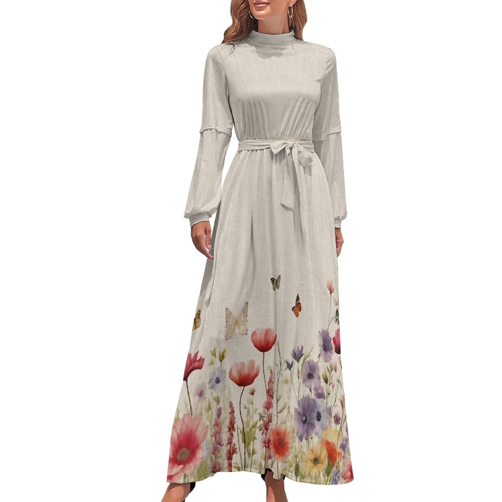 Spring Floral Modern Long Dress Women's Summer Skirt Dress for Women ...