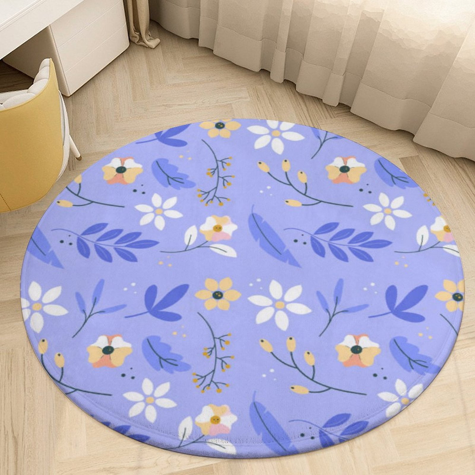 Spring Floral Patterns Round Area Rugs for Bedroom Living Room, 4FT ...