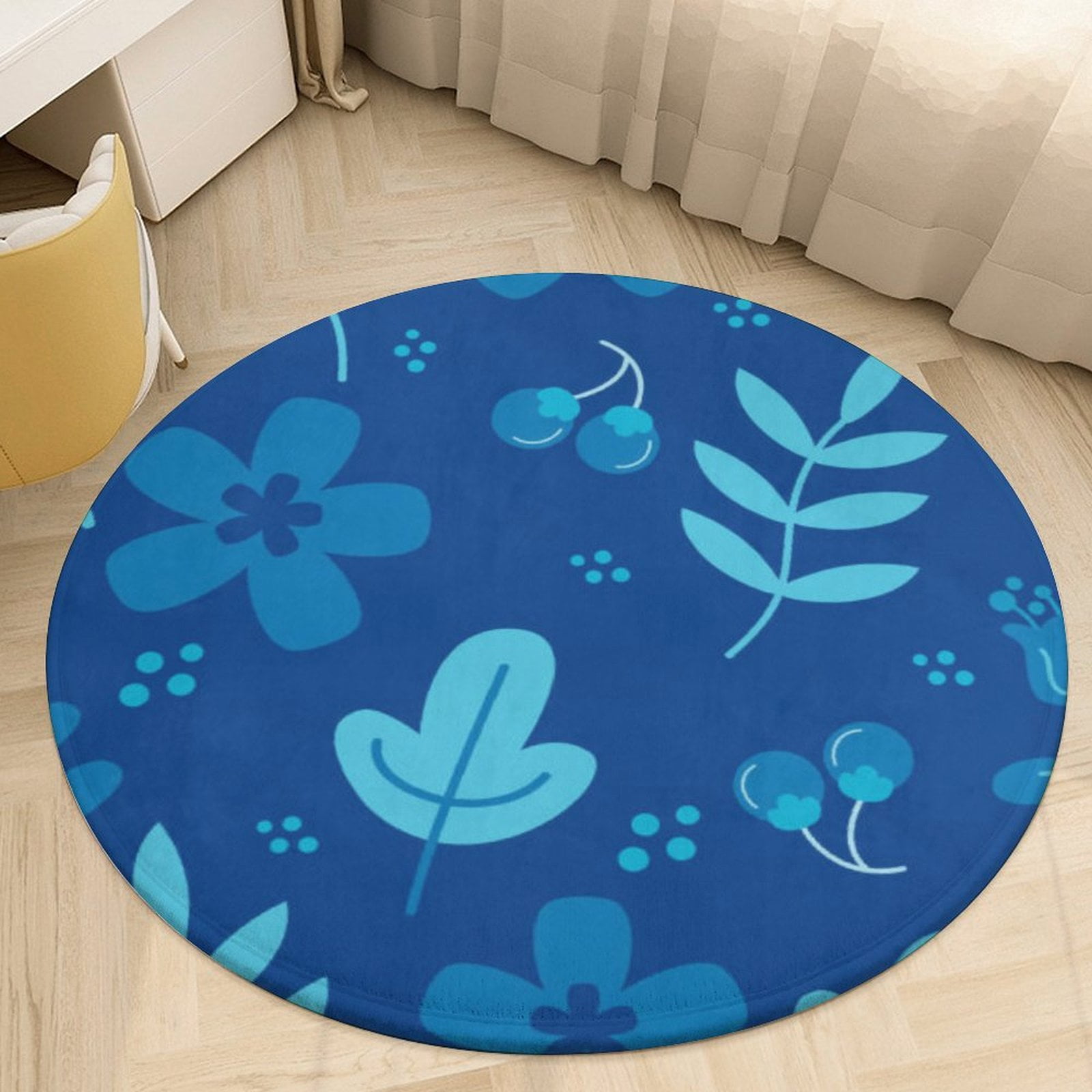 Spring Floral Patterns Round Area Rugs for Bedroom Living Room, 5FT ...