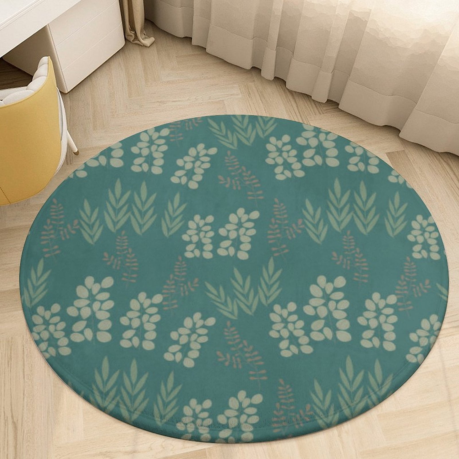 Spring Floral Patterns Round Area Rugs for Bedroom Living Room, 5FT Soft Indoor Circle Carpets ...